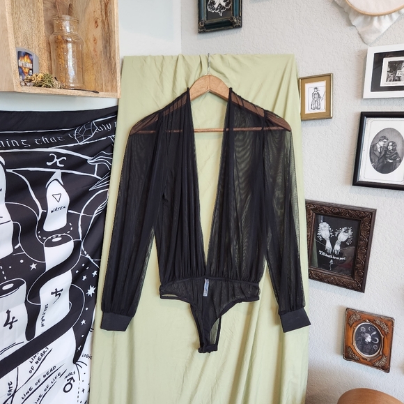 Vintage | Tops | Transparent Deepcut Bodysuit | Poshmark